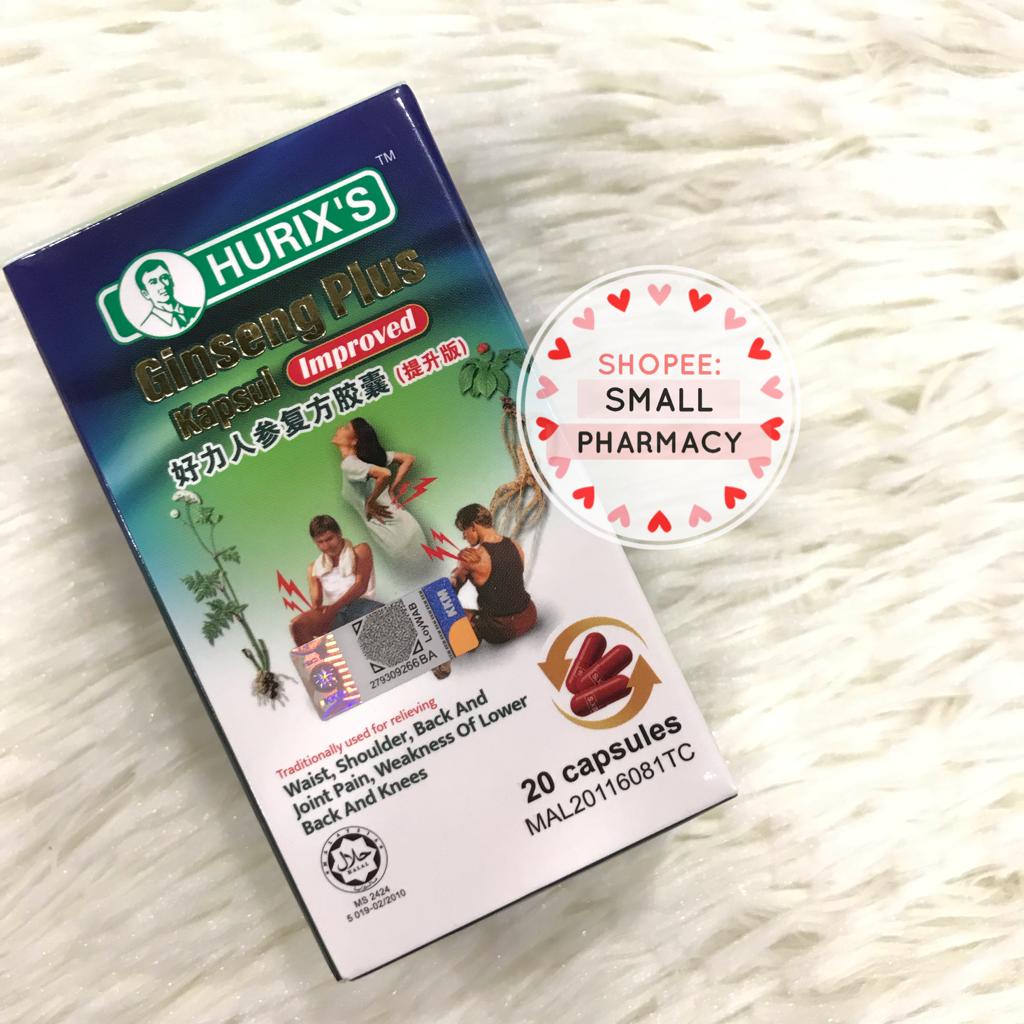 HURIX'S GINSENG PLUS CAPSULE (IMPROVED) MUSCLE ACHES 20S 604138 EXP:11/ ...