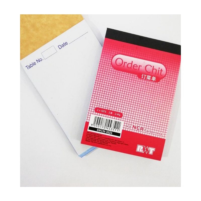 RWT Order Chit 2x50's 2ply SWCN-3523 NCR Carbonless | Shopee Malaysia