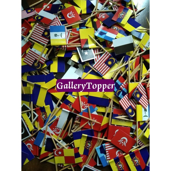 50pcs toothpick bendera flag Malaysia & Negeri di Malaysia/cake topper ...