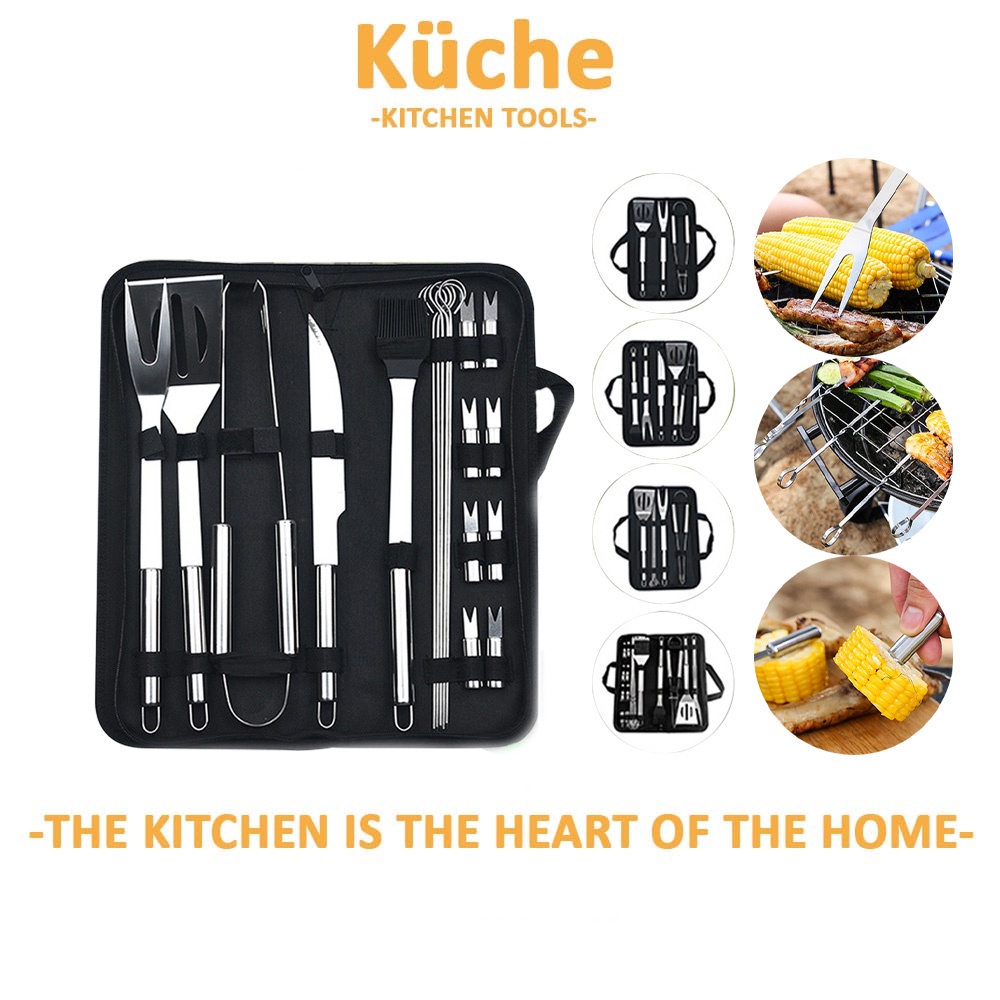 KUCHE Stainless Steel BBQ Grill Tool Set Picnic Cookware BBQ Cooking ...