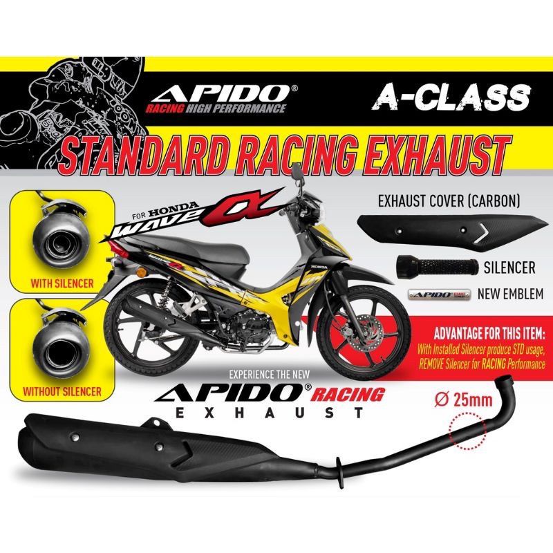 HONDA WAVE ALPHA 110 CX 110 standard RACING EXHAUST EKZOS EXZOS APIDO ...