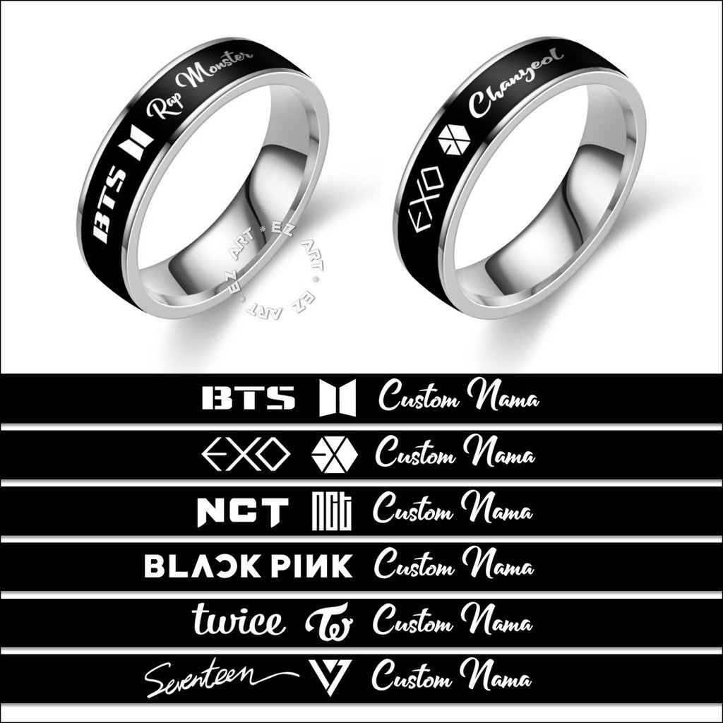 Custom RING NAME WRITING LOGO BAND KPOP KOREA STAINLESS STEEL ANTI RUST ...