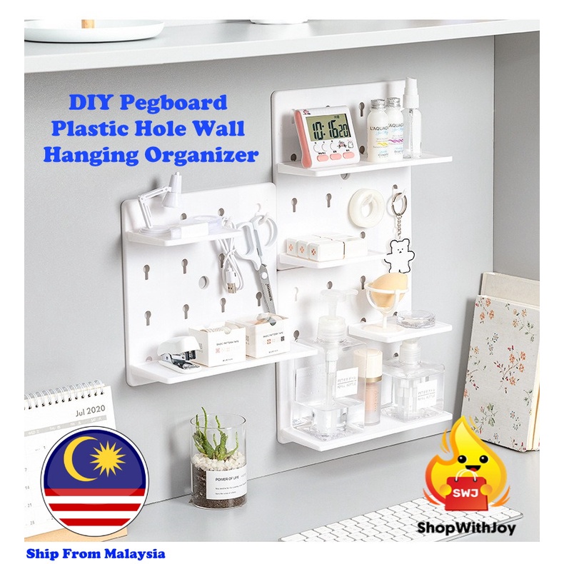 【ShopWithJoy】22cm DIY Pegboard Plastic Hole Wall Hanging Organizer Deco ...