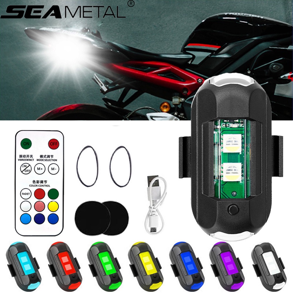 SEAMETAL Motorcycle Light LED RGB Warning Light Universal Mini Signal ...