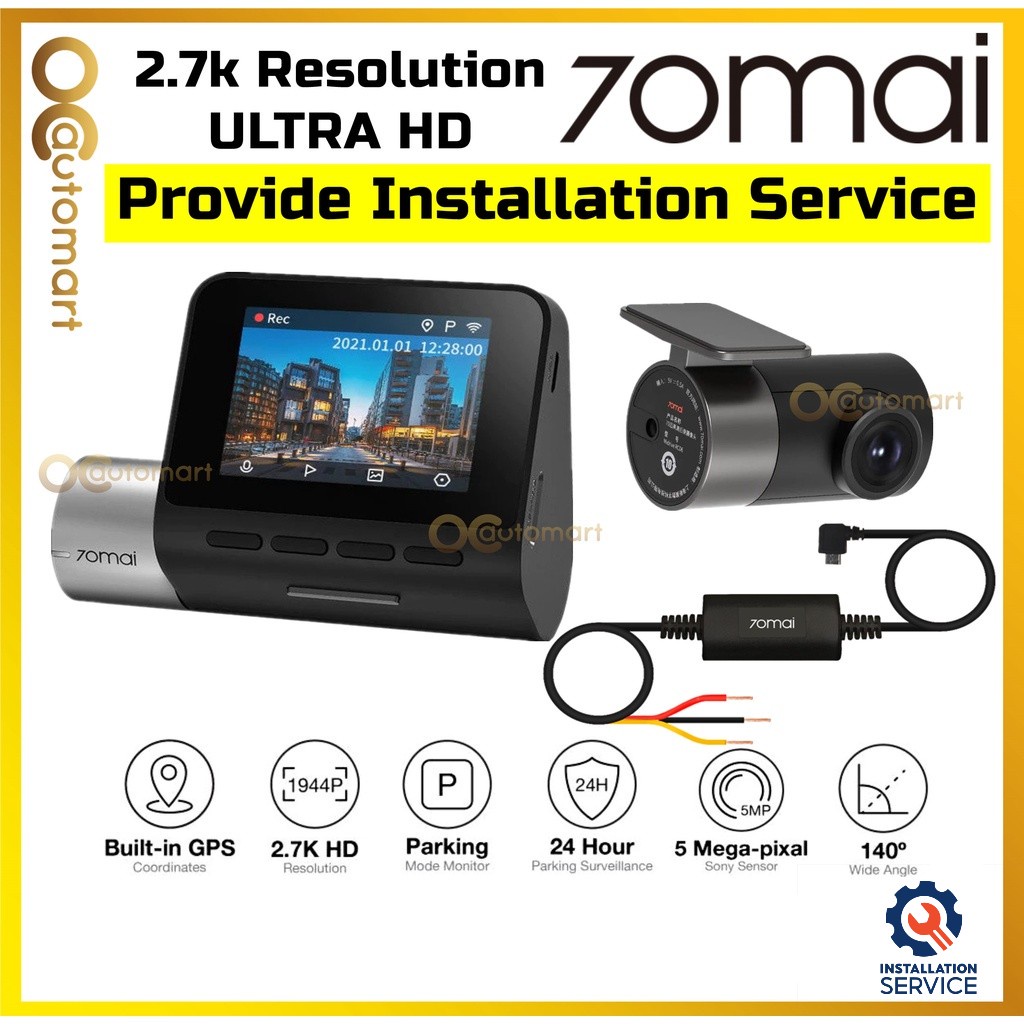 [Installation Provided] 70mai Pro Plus A500S or A510 Car Recorder Front n Rear Dashcam 70Mai ...