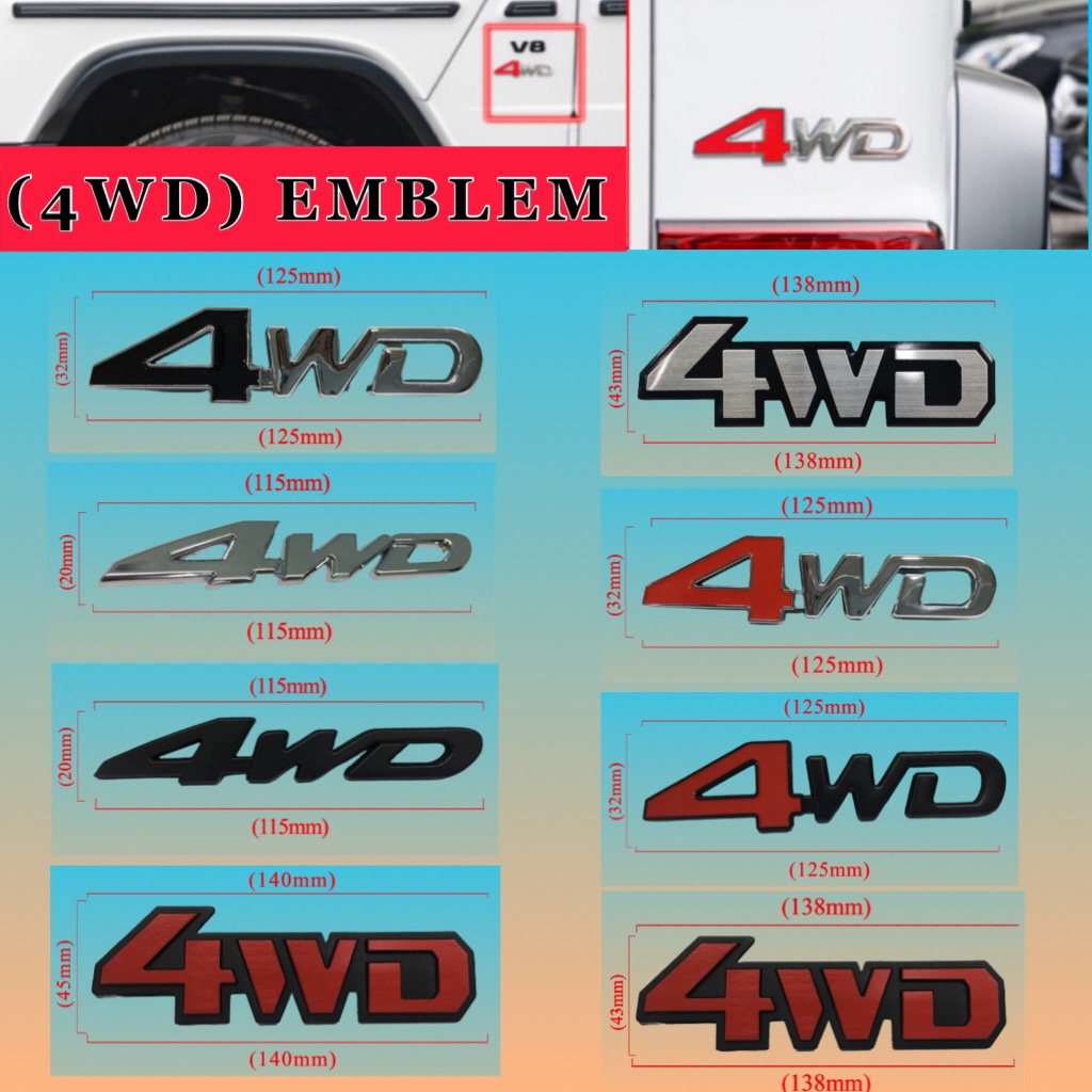 LD 1pc 4WD Car Trunk Emblem Badge Sticker Decal (Good Quality) | Shopee ...