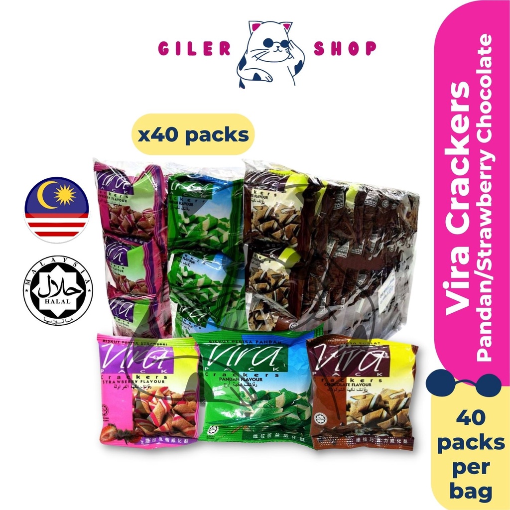 40's Vira Crackers Sweets Chocolate, Strawberry & Pandan Flavours ...
