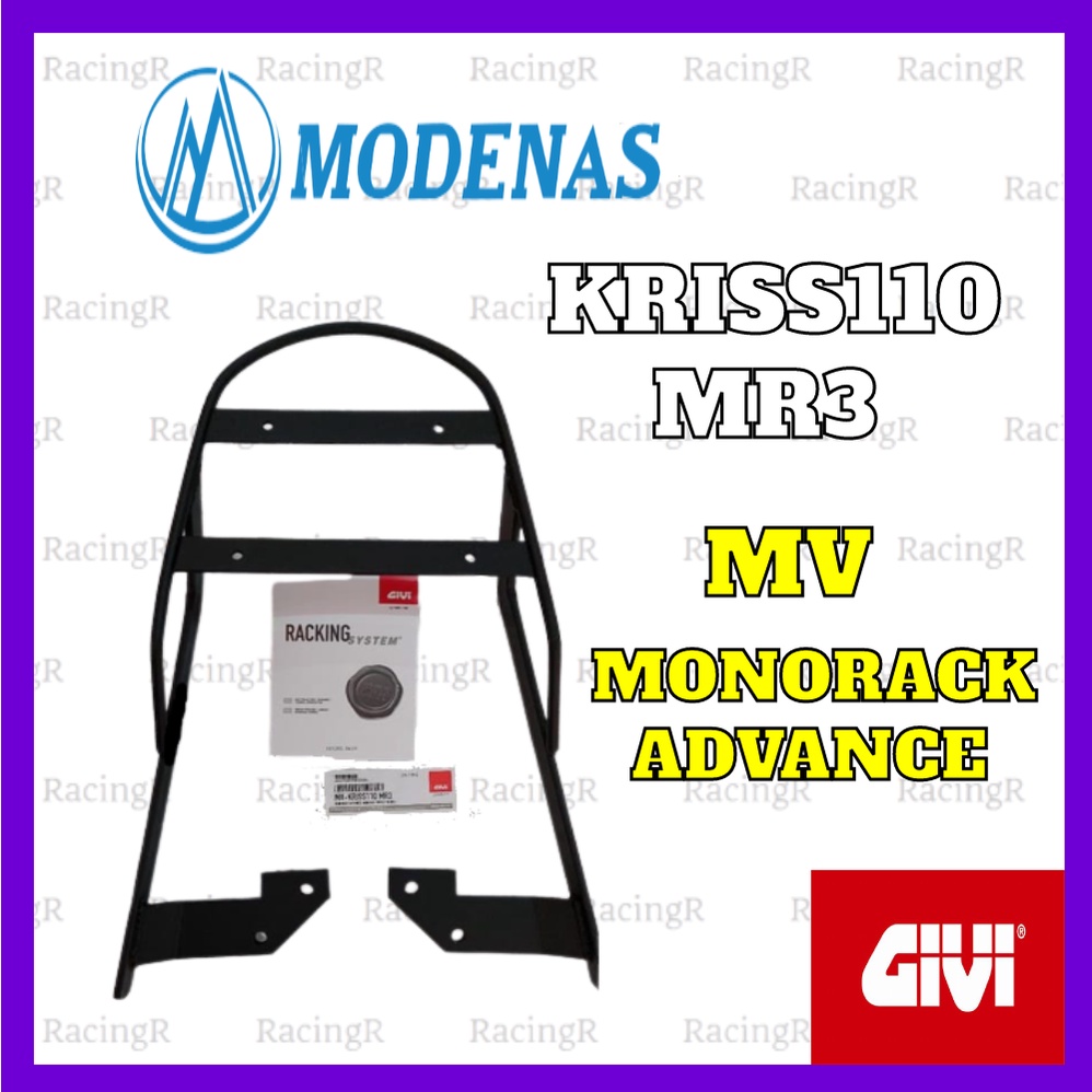 MODENAS KRISS110 MR3 MONORACK CARRIER MONORACK ADVANCE GIVI | Shopee ...