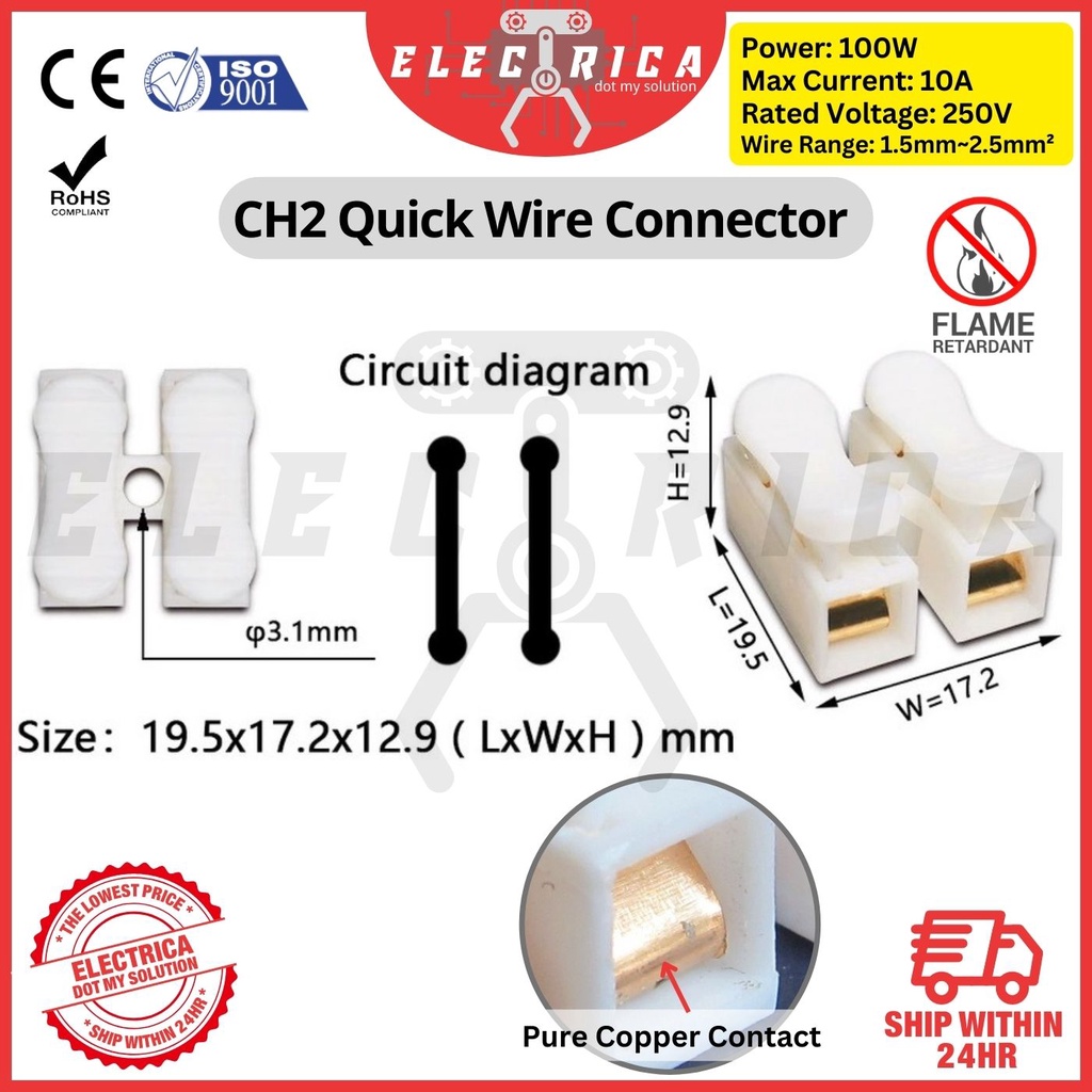CH1 CH2 CH3 Electrical Wire Quick Connect 2 Pin 3 Pin Wire to Wire ...