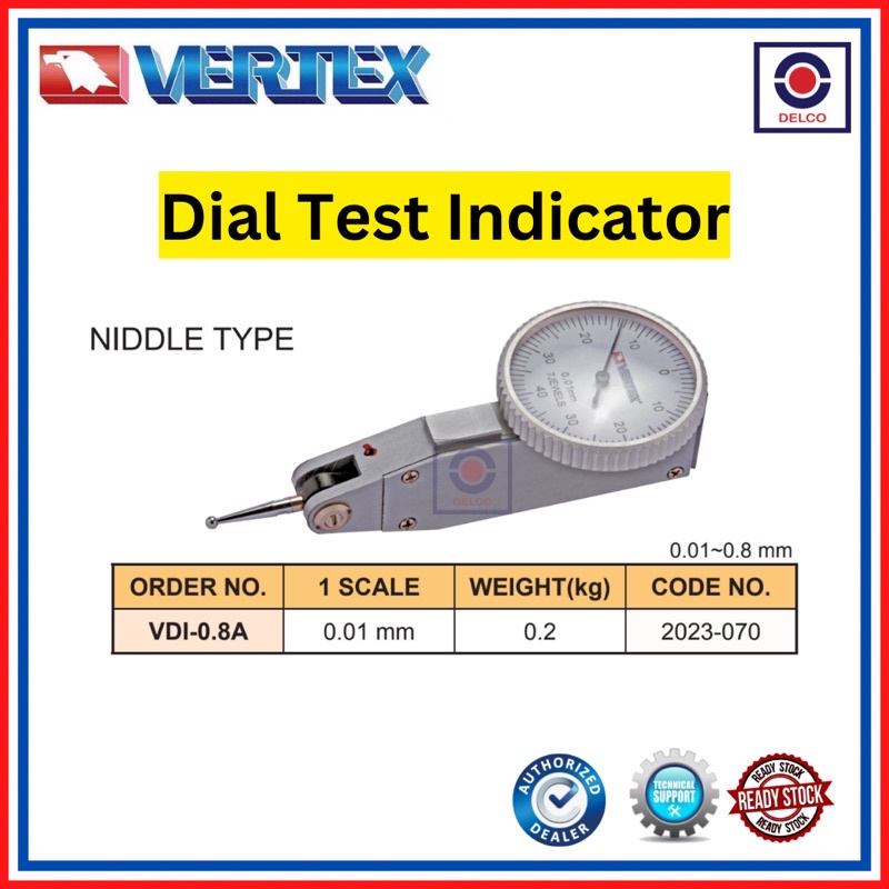 VERTEX TAIWAN VDI-0.8A Dial test Indicator precision measuring ...