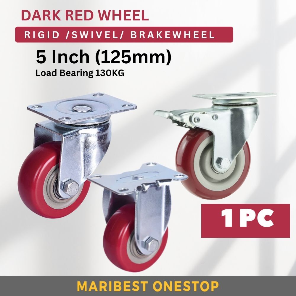 PU WHEEL 5 INCH Heavy Duty Swivel Rigid Brake Castor Caster wheel ...
