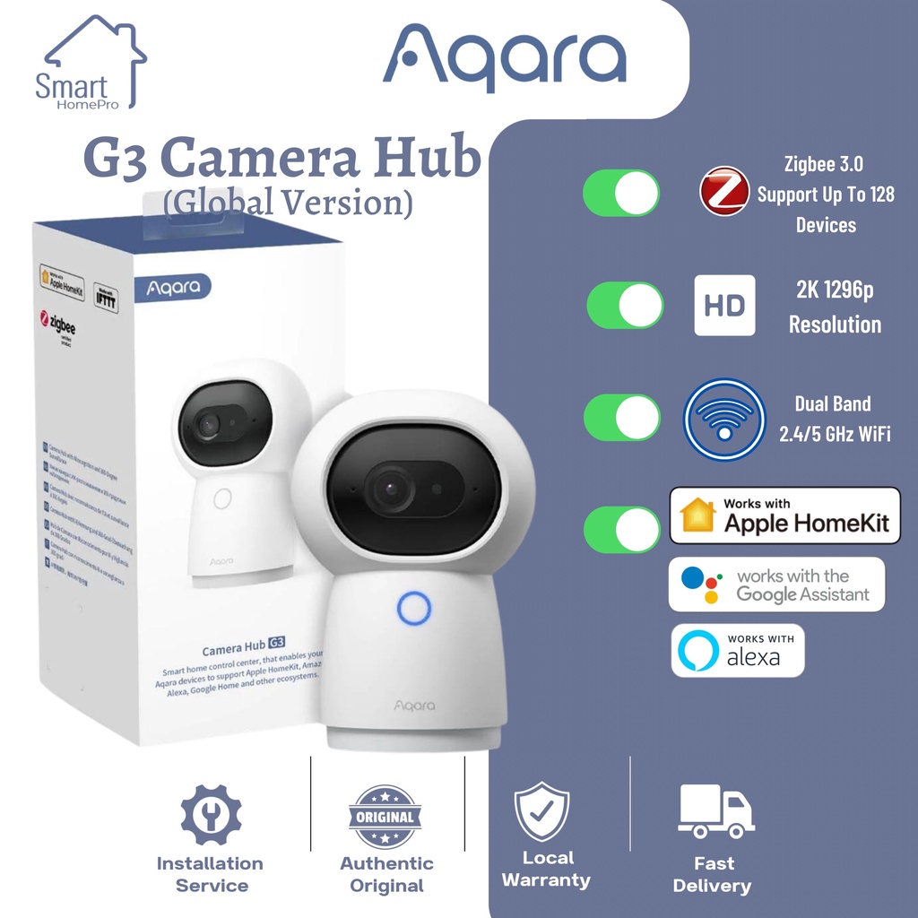 【Global】Aqara 2K Security Indoor Camera Hub G3, AI Facial and Gesture Recognition, Infrared ...