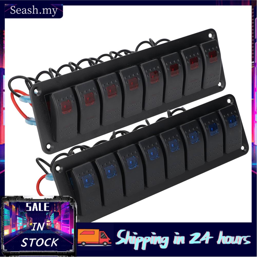 Seashorehouse 8 Gang Rocker Switch Panel LED Backlit On Off Waterproof ...