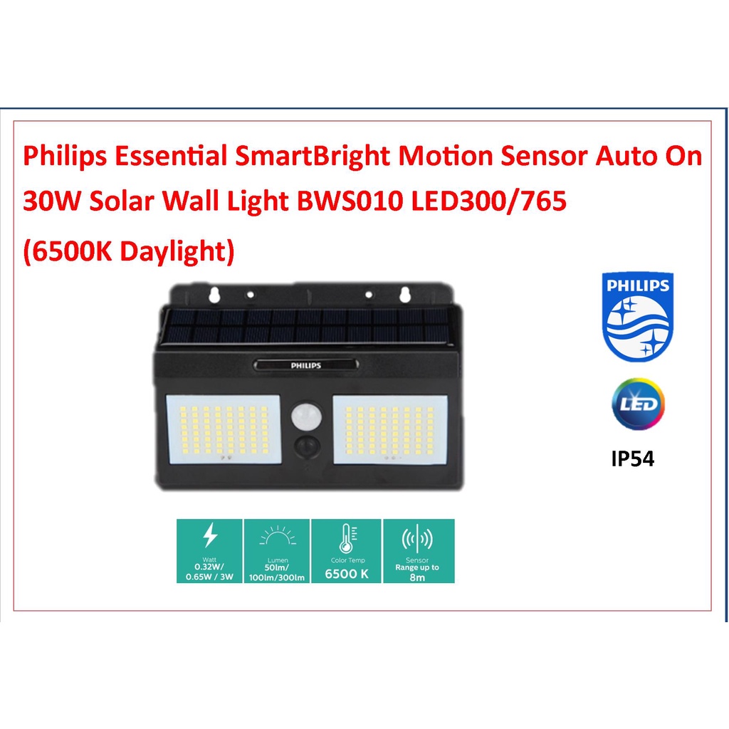 Philips Essential SmartBright Motion Sensor Auto On Solar Wall Light ...