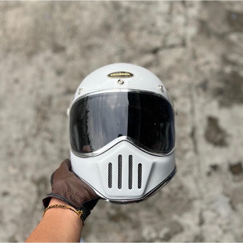 Cakil White Glossy Helmet/Rare Vintage Retro Custom Helmet | Shopee ...