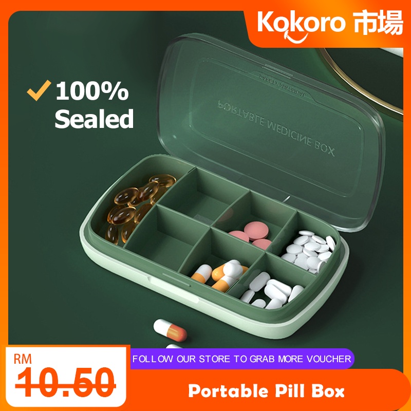 Portable Travel Sealed Pill Box Organizer Medicine Case Bekas Pill Ubat ...