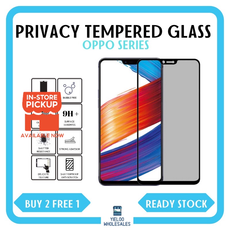 (BELI 2 PERCUMA 1) OPPO Tempered Glass Screen Protector PRIVACY 9D A17/A78/Reno8T/A98/A58/A18 ...