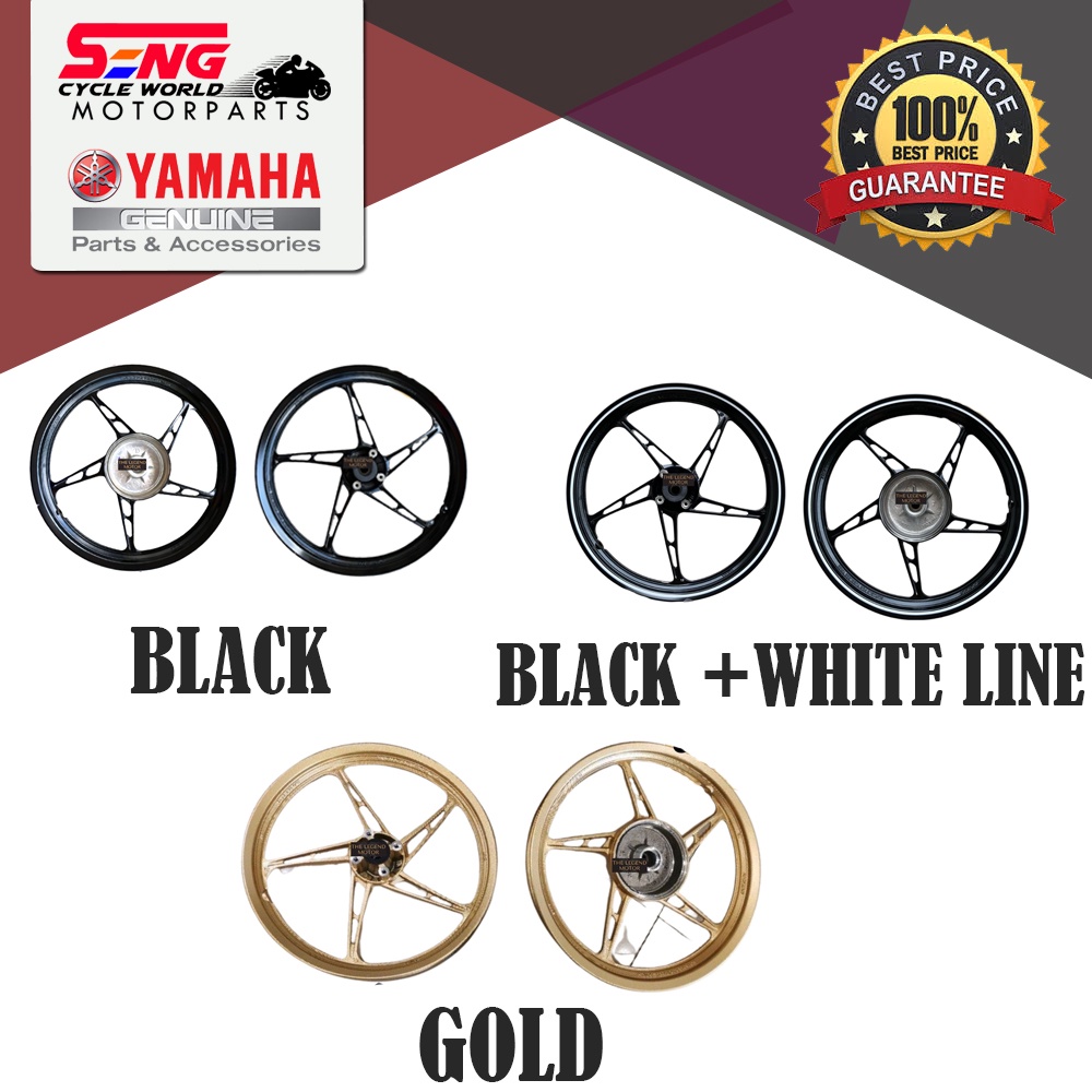 YAMAHA LC135/ LAGENDA SRL115 SPORT RIM SET (BLACK, GOLD) 100% ORIGINAL ...