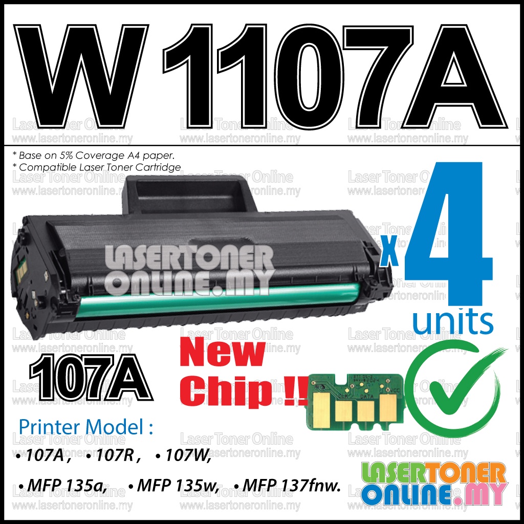 4x W1107XL Compatible to HP W1107A HP107A Cartridge for HP Laserjet ...