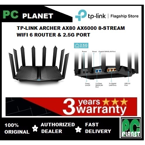 TP-LINK Archer AX80 AX6000 8-Stream Wi-Fi 6 Router with 2.5G Port | Shopee Malaysia