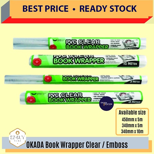 OKADA 450mm x 5m PVC Book Wrapper / Clear / Emboss / Pembalut Buku ...