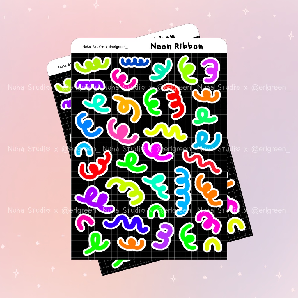 Sticker by erlgreen_ | Neon Ribbon Confetti | Aesthetic Sticker ...