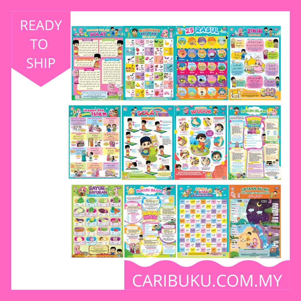 ANA MUSLIM | Poster Rukun Islam / Doa Harian / Wuduk / Solat / Rukun ...