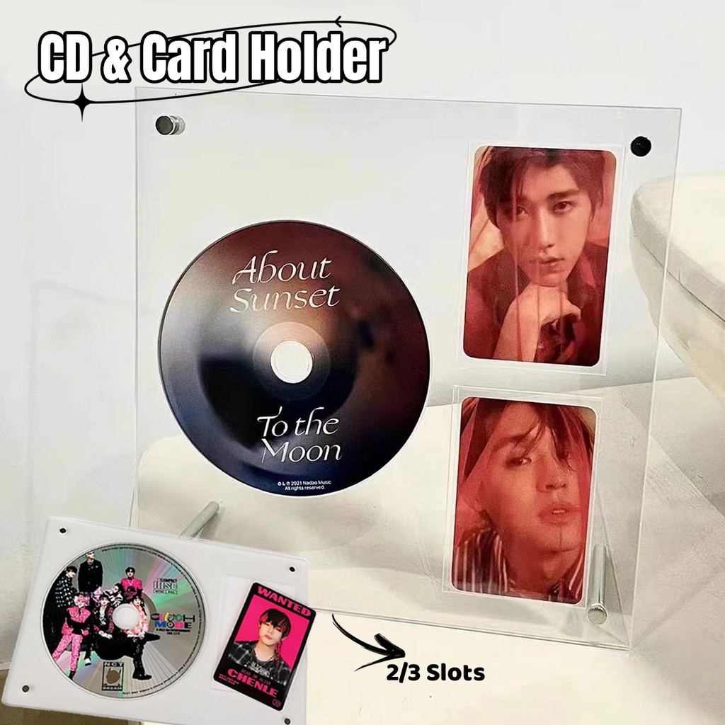 2/3 Slots Acrylic Magnetic CD & Card Photo Frame with Holder For Idol ...