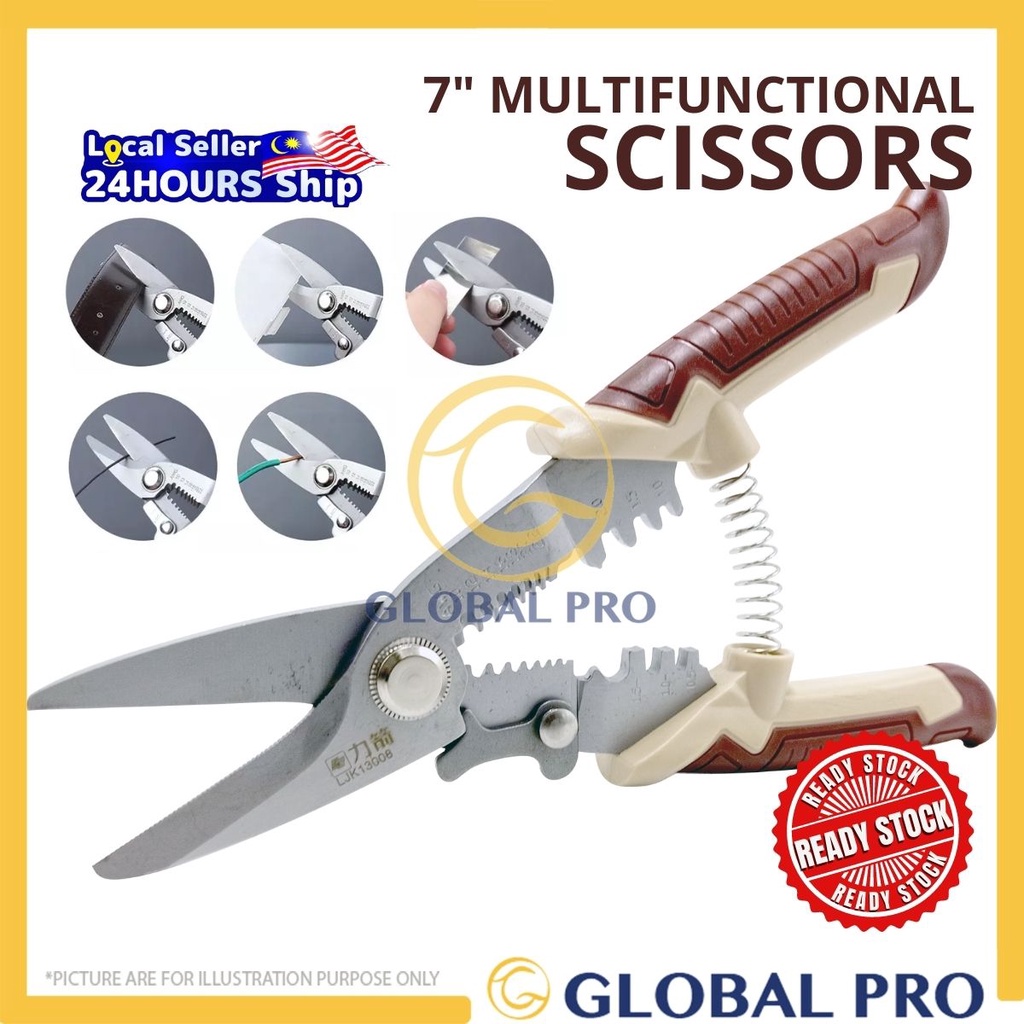 8" Multifuction Electrical Scissors Cutter Wire Cutter Crimping Tool ...