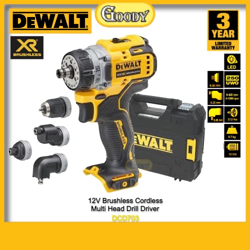 DEWALT DCD703D2-B1 12V Brushless Cordless Multi Head Drill Driver (BARE TOOL) ( DCD703D2, DCD703 ...