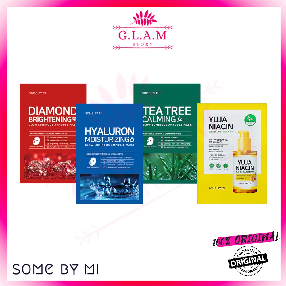 SOME BY MI Glow Luminous Ampoule Mask Tea Tree Hyaluron Diamond Yuja ...