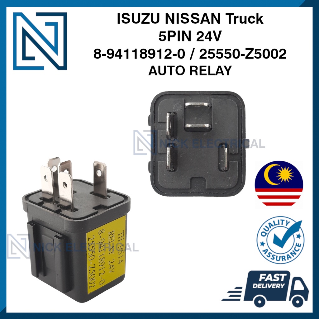 [Made in Taiwan] ISUZU NISSAN Truck 5 PIN 24V Auto Relay - 8-94118912-0 ...