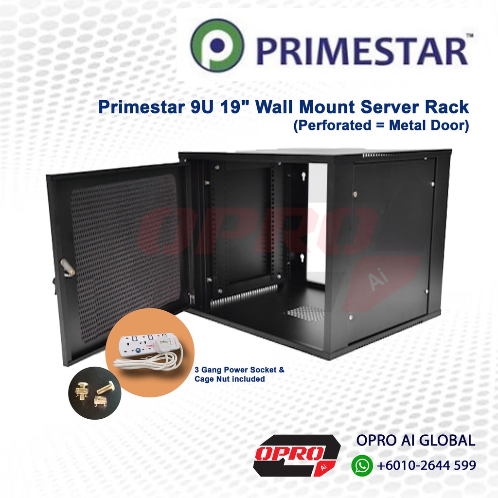 Primestar 9U 19" Wall Mount Server Rack, Perspex / Perforated Door ...