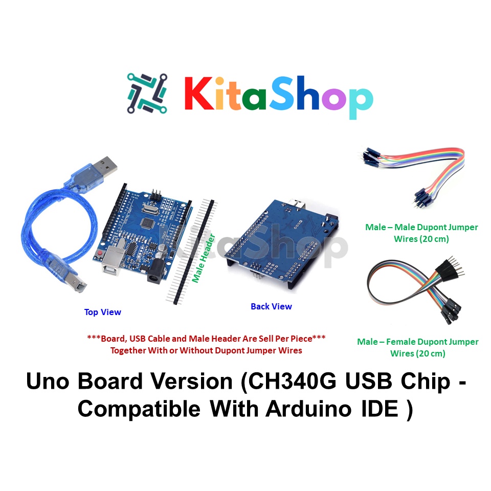 Uno Board Version With USB Cable and Wire Jumpers (CH340G USB Chip ...