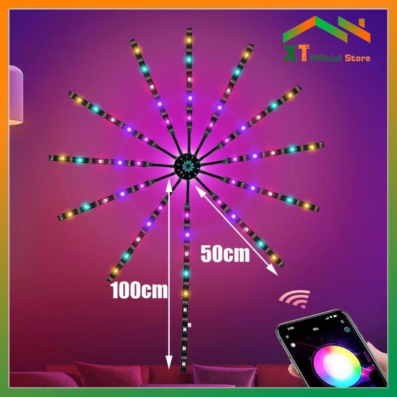 50cm 10-beam Led Fireworks Wall Light Sound Sensor With Remote ...
