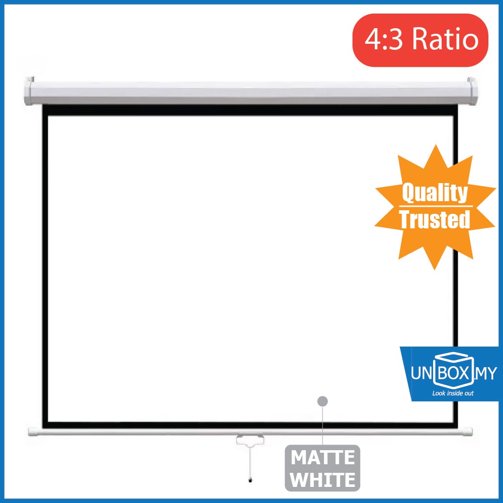 Meki 4:3 ratio 8ft 10ft Manual Screen Projector 8 10 ft Wall Projection ...