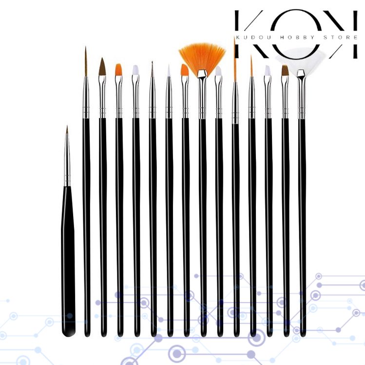 Painting Brush Set 15 Pcs Gundam Tools Modeling Flat Brush High Finish ...