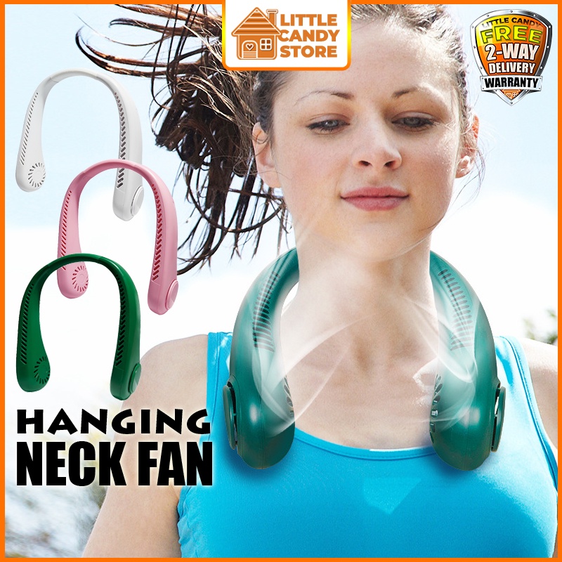 Kipas Leher Vaneless Neck Fan Cooler USB Rechargeable Dual Fan Lazy ...