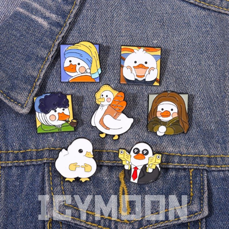 Enamel Pins : Ducks Monalisa Van Goh Leonardo Da Vinci Pretty Cute ...
