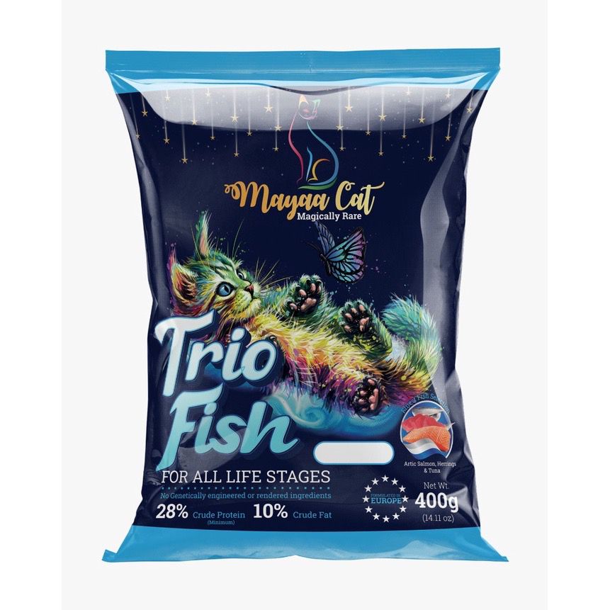 MAYAA CAT 400g /MAKANAN SI MANJA BULU/ TRIO FISH SARDIN TUNA SALMON ...