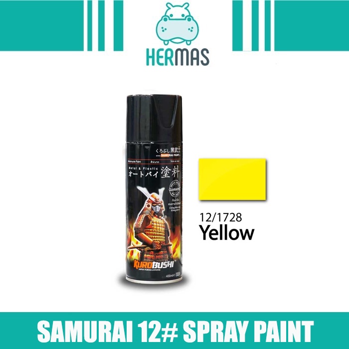 SAMURAI 12# YELLOW PAINT SPRAY STANDARD COLOUR 400ML METAL & PLASTIC ...