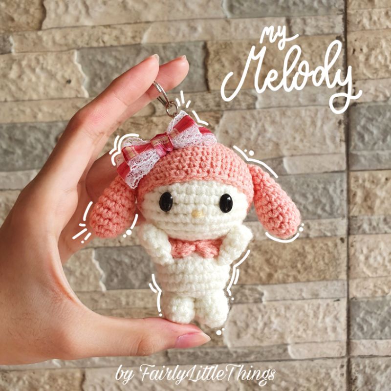 GANTUNGAN My Melody Keychain/Crochet My Melody Keychain/Amigurumi ...