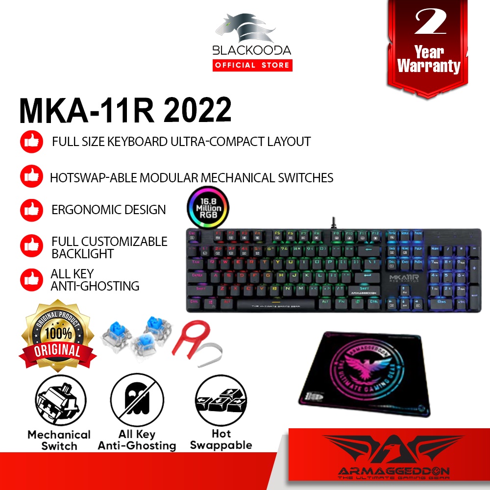 [ 2022 Edition ]Armaggeddon MKA-11R Mechanical Gaming Keyboard RGB Full ...