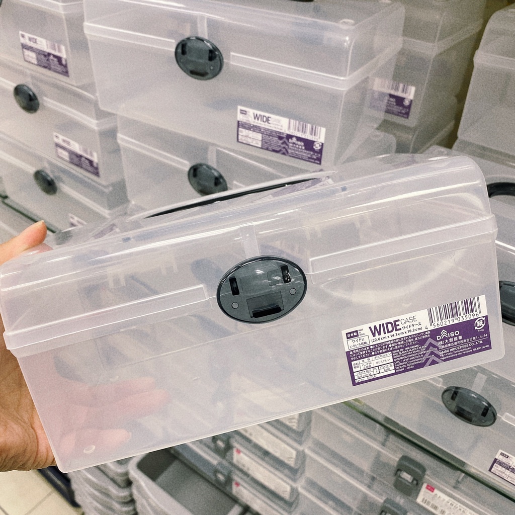 Daiso Wide Storage Box Transparent Case with Handle Tool Box | Shopee ...