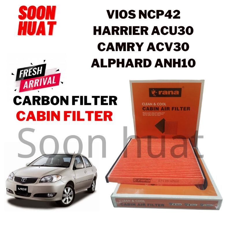 RANA CABIN FILTER TOYOTA VIOS NCP42 ESTIMA ACR30 CAMRY ACV30 HARRIER ACU30 ALPHARD ANH10 87139 ...