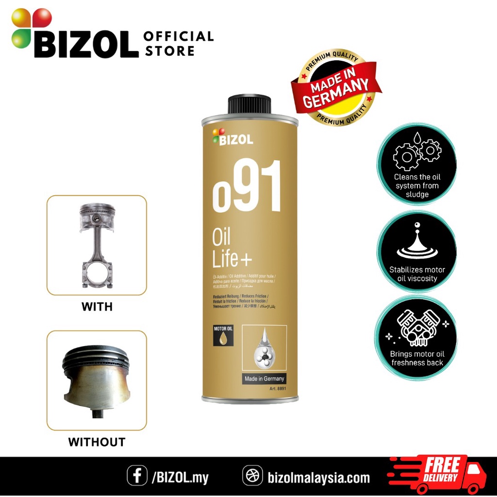 BIZOL Oil Life+ o91 - 250ml Engine Oil Treatment Oil Additive | Shopee ...