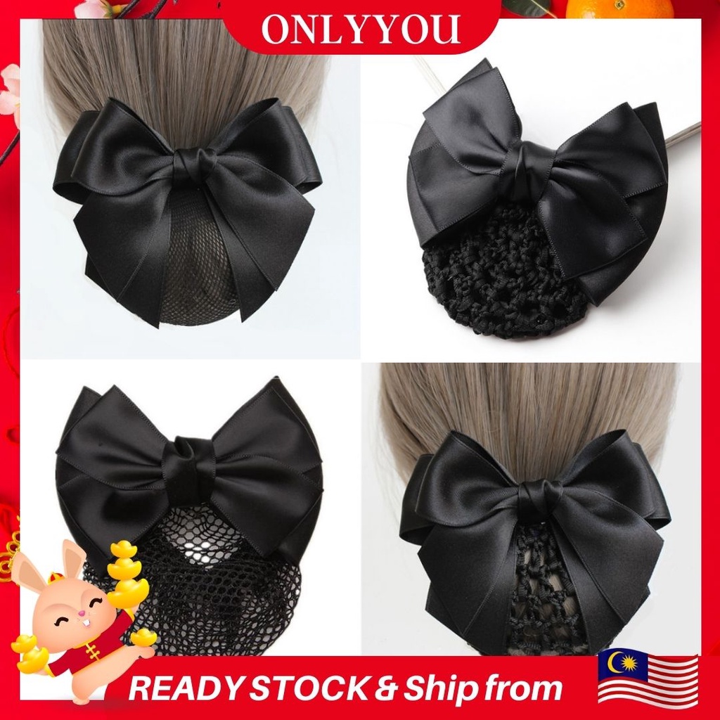 Hair Net for School Work Bow-Knot Hair Clip Cover Black Bun Snoods ...