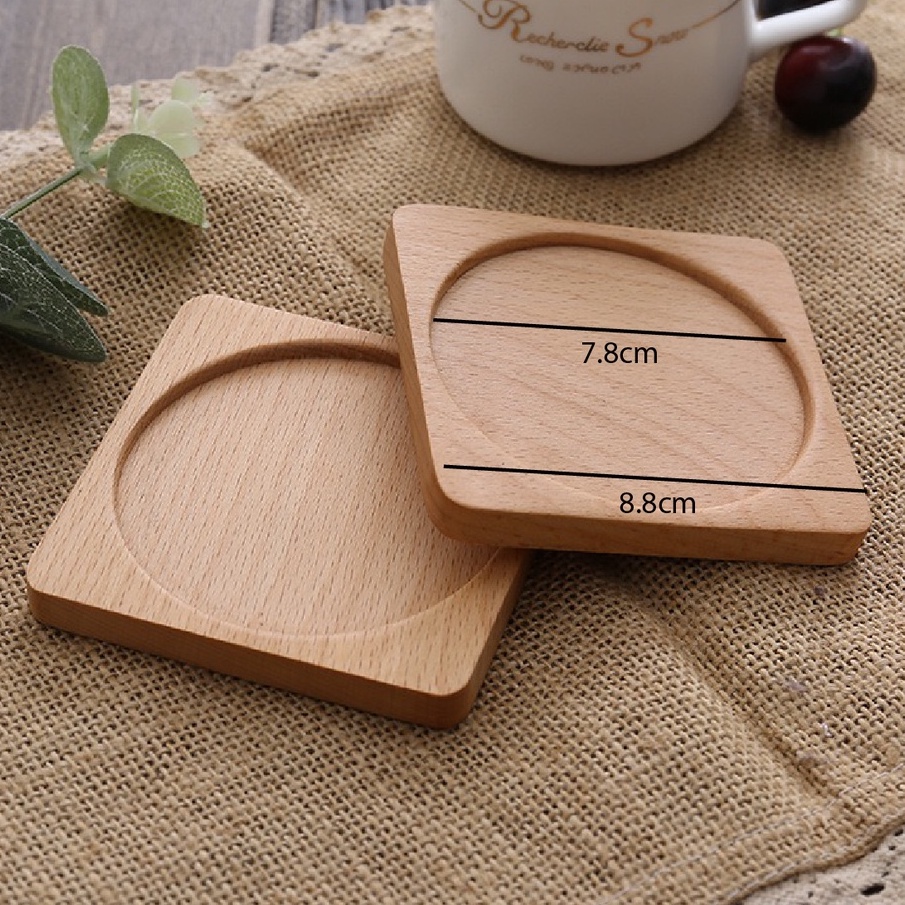 (READY STOCK) Coffee Cup Wood Coaster Square Round Resistant Heat Drink ...