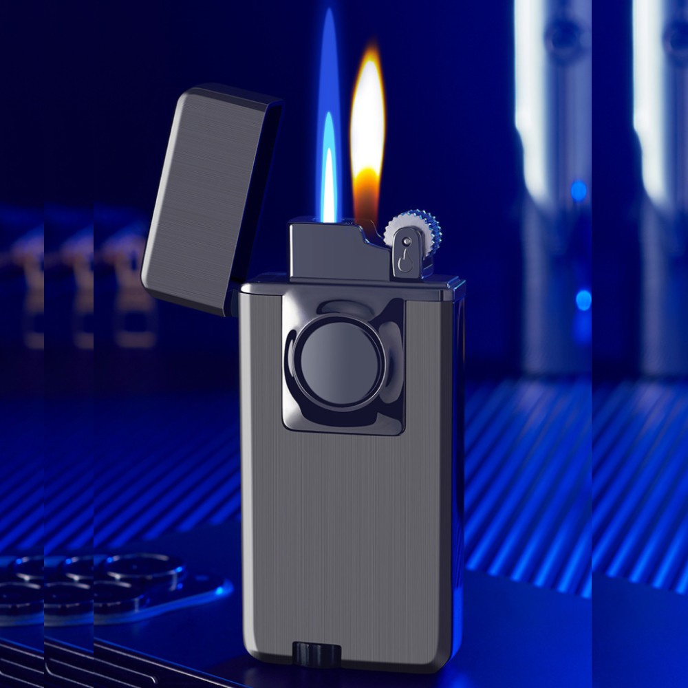Push Button Jet and Soft Dual Flame Black lighter Butane Gas 835 ...