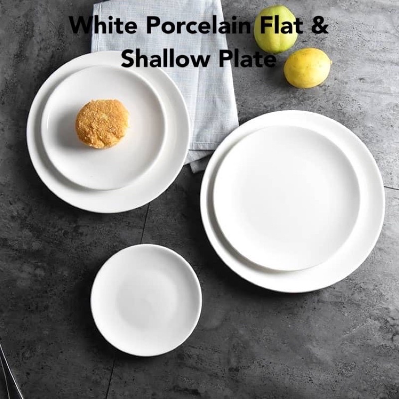 White Porcelain Flat Plate & Shallow Plate Saucer / Round Flat Plate ...